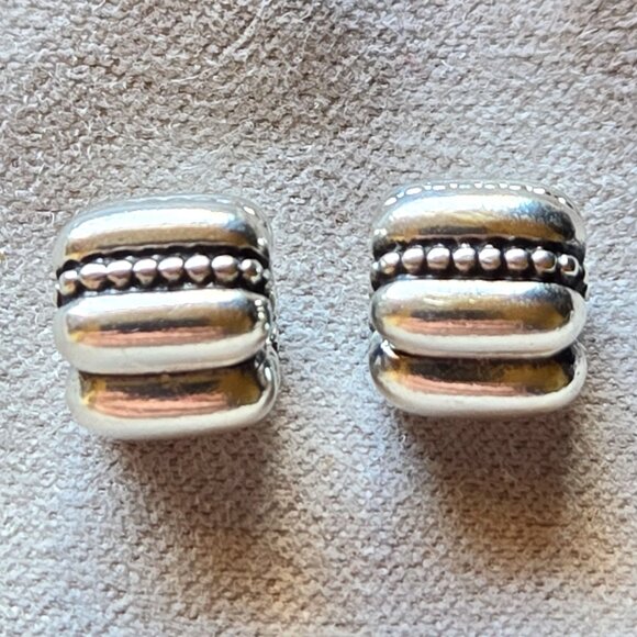 Pandora | Jewelry | Set Of 2 Beaded Ribbed Pandora Clip Spacer Charm In ...